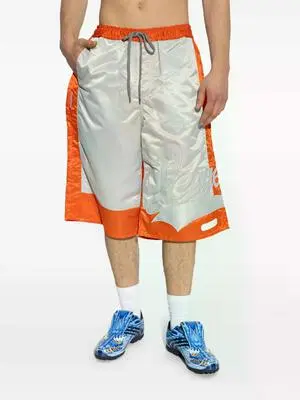 PDF Colour-block Satin Shorts With Embroidered Logo