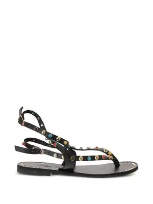KIMAI Stud-embellished Leather Sandals - Black