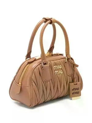 Miu Miu Arcadie Leather Tote - Neutrals