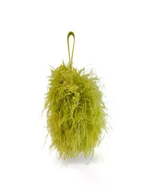 FERRAGAMO Mini Double Gancini Ostrich-feather Clutch - Green