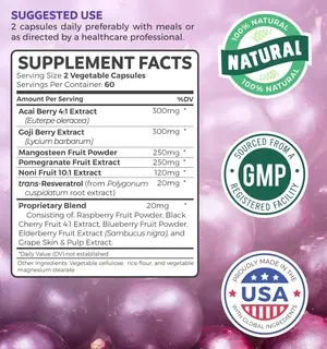 HEALTHS HARMONY Super Antioxidants Supplement | Powerful Super Food Antioxidant Daily Blend | Acai Berry - Open White