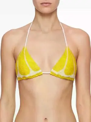 LESLIE AMON Lemon Slice Beaded Bikini Top