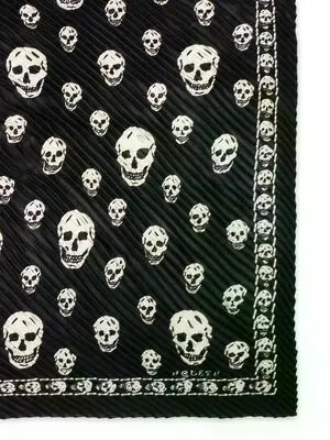 Alexander McQueen Skull-print Plissé Scarf - Black