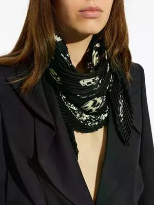Alexander McQueen Skull-print Plissé Scarf - Black