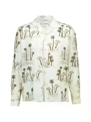 BAZISZT Rico Bead-embellished Palm-tree Shirt - Neutrals