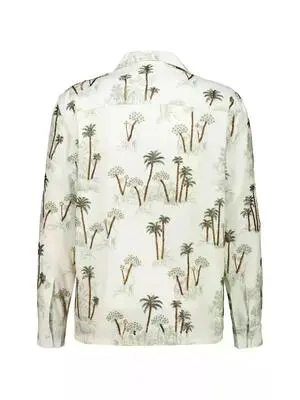 BAZISZT Rico Bead-embellished Palm-tree Shirt - Neutrals