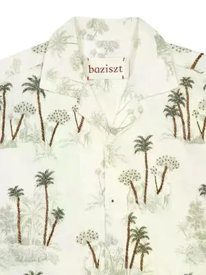BAZISZT Rico Bead-embellished Palm-tree Shirt - Neutrals