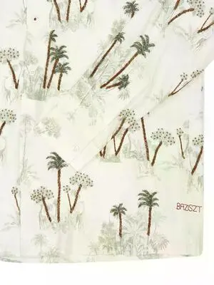 BAZISZT Rico Bead-embellished Palm-tree Shirt - Neutrals