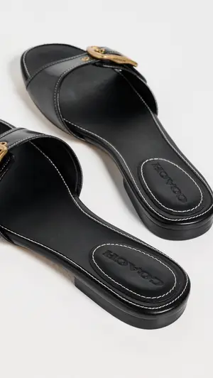 COACH Margot Flat Sandals - Black