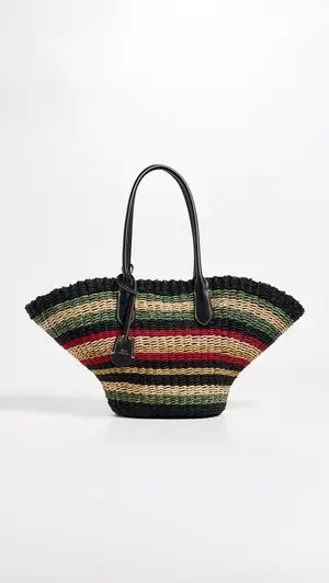 Polo Ralph Lauren Bellport Stripe Raffia Basket Tote Bag - Multi Stripe