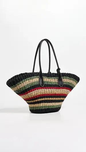 Polo Ralph Lauren Bellport Stripe Raffia Basket Tote Bag - Multi Stripe