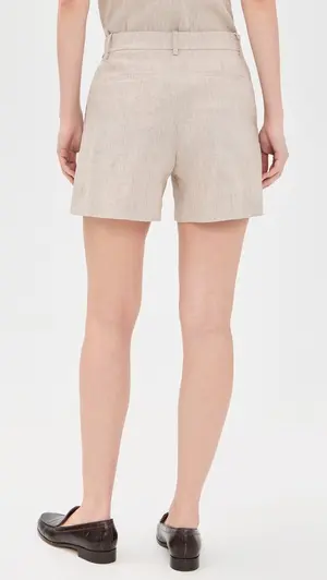Theory Striped Pleated Shorts - Cognac Multi