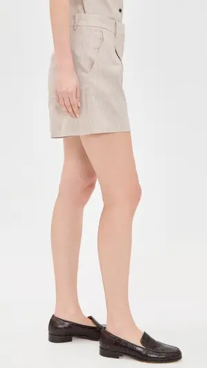 Theory Striped Pleated Shorts - Cognac Multi