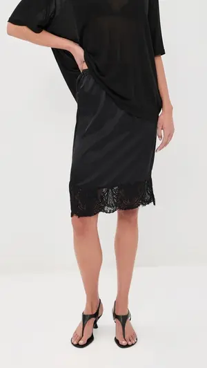 Co Lace Trim Silk Slip Skirt
