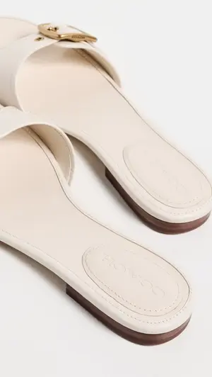 COACH Margot Leather Flat Sandals - Chalk