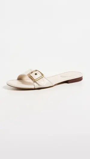 COACH Margot Leather Flat Sandals - Chalk