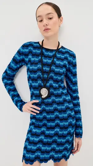 Escvdo Solana Long Sleeve Crochet Mini Dress