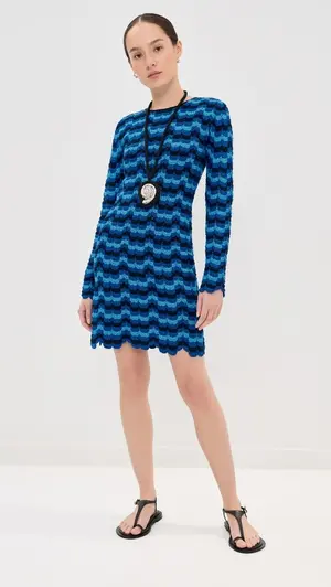Escvdo Solana Long Sleeve Crochet Mini Dress
