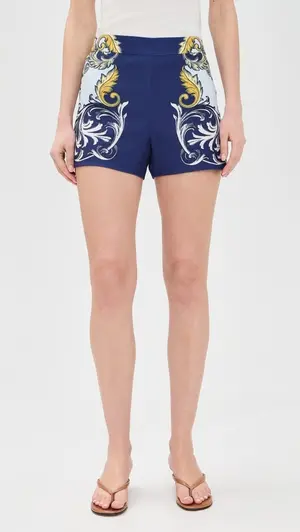 Alice + Olivia Hera Baroque Print Shorts - Antique Scroll