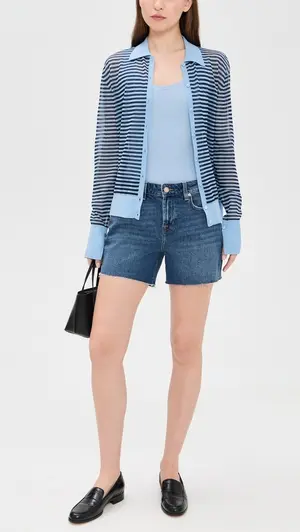 7 For All Mankind Monroe Long Denim Shorts - Explorer