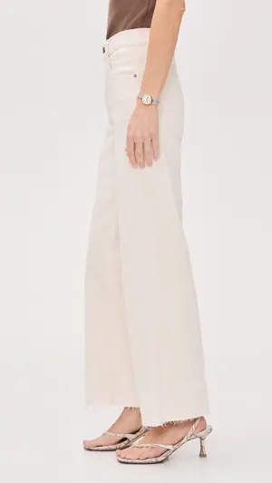 LE JEAN Petite Column Raw Hem Jeans - Bone