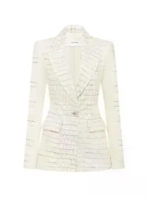 Alex Perry Croc-embossed Single-breasted Blazer - Neutrals