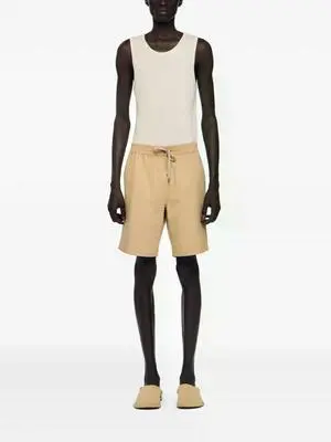 Sandro Cotton Blend Drawstring Waist Shorts - Neutrals