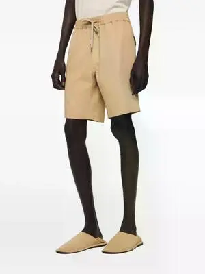 Sandro Cotton Blend Drawstring Waist Shorts - Neutrals