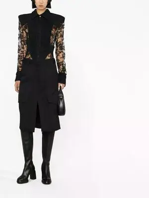 Balmain Tweed And Lace Plastron Shirt