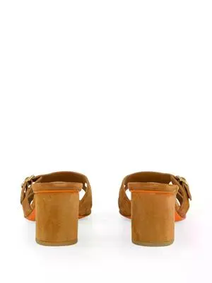 Santoni Double-buckle Suede High Heel Sandals
