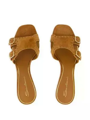 Santoni Double-buckle Suede High Heel Sandals