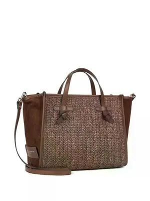 GIANNI CHIARINI Miss Marcella Woven Suede-panel Tote Bag - Brown