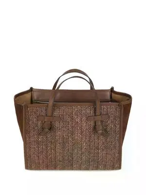 GIANNI CHIARINI Miss Marcella Woven Suede-panel Tote Bag - Brown