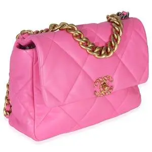 Chanel Quilted Lambskin 19 Flap Bag - Pink