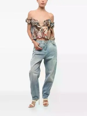 Balmain Printed Lace-up Top