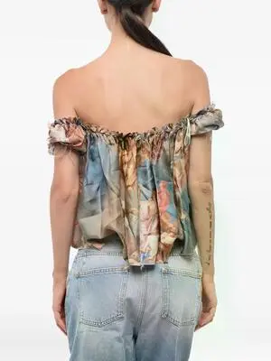 Balmain Printed Lace-up Top
