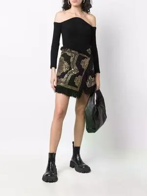 Balmain All-over Studded Embroidered Tweed Skirt