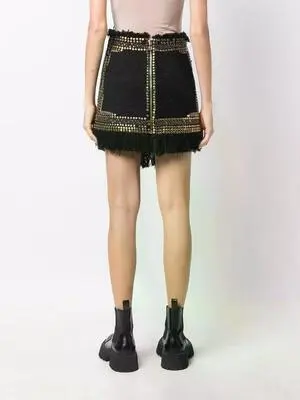 Balmain All-over Studded Embroidered Tweed Skirt
