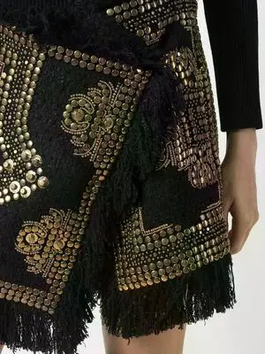 Balmain All-over Studded Embroidered Tweed Skirt
