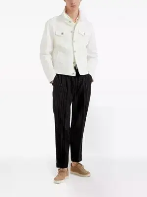 Brunello Cucinelli Striped Linen Trousers - Black