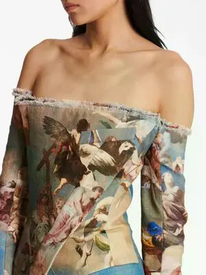 Balmain Printed Off-the-shoulder Jacket