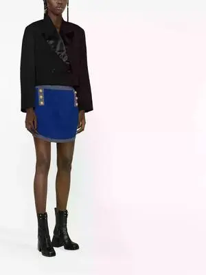 Balmain Button-embellished Knitted Mini Skirt