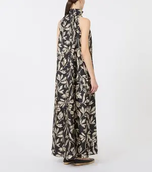 Max Mara Printed Silk Twill Maxi Dress - Black