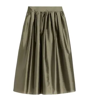 Max Mara Organza Pleated Maxi Skirt - Green