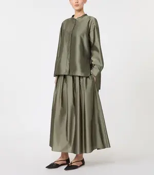 Max Mara Organza Pleated Maxi Skirt