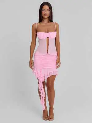 OUTCAST Sheer Mesh Top - Pink