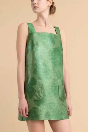 Tess Lorenz Mini Tank Dress In Polyamide Viscose Cotton Blend - Emerald