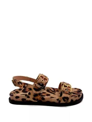 Agl Cristina Leopard-print Buckle-strap Sandals - Neutrals
