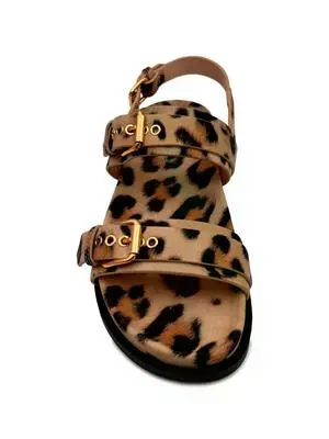 Agl Cristina Leopard-print Buckle-strap Sandals - Neutrals
