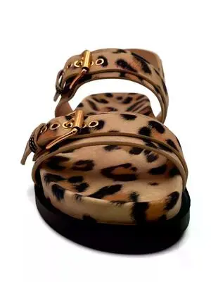 Agl Cristina Leopard-print Buckle-strap Sandals - Neutrals